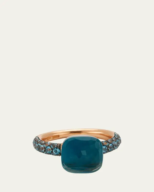 Pomellato Nudo Classic Ring With Turquoise And Topaz - Two Tone Gold