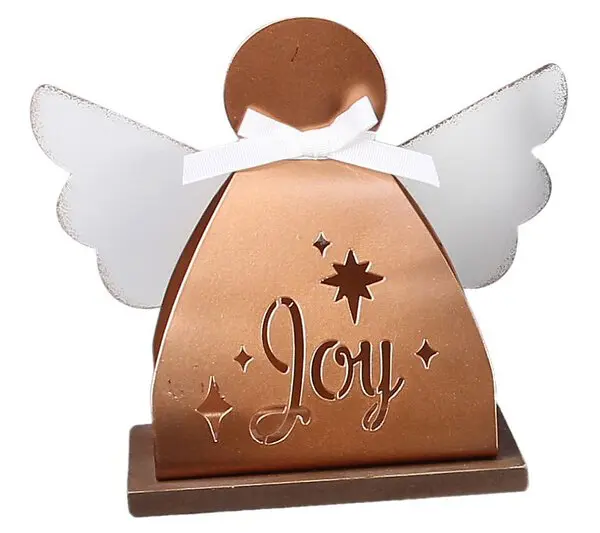 YOUNG'S INC. Young's S/3 Tin Christmas Tabletop Angel W/lase R Cutout Deisgn