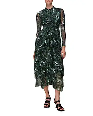 open lace back dress Gucci Iridescent Emerald Green Pleated Silk Blend Mini Dress 38 IT