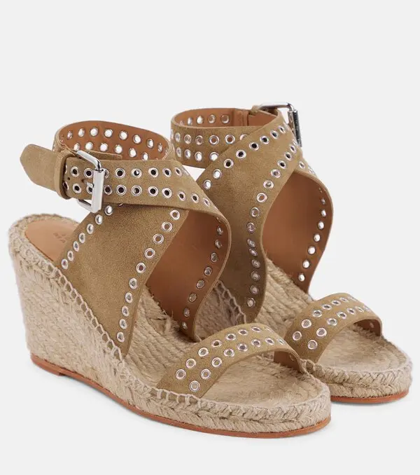 Isabel Marant Iriane Studded Suede Espadrille Wedges - Multicoloured