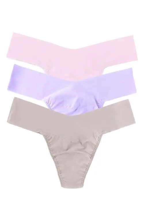 Hanky Panky Breathe Assorted 3-pack V-cut Thongs - Evening Grey/bliss/wisteria
