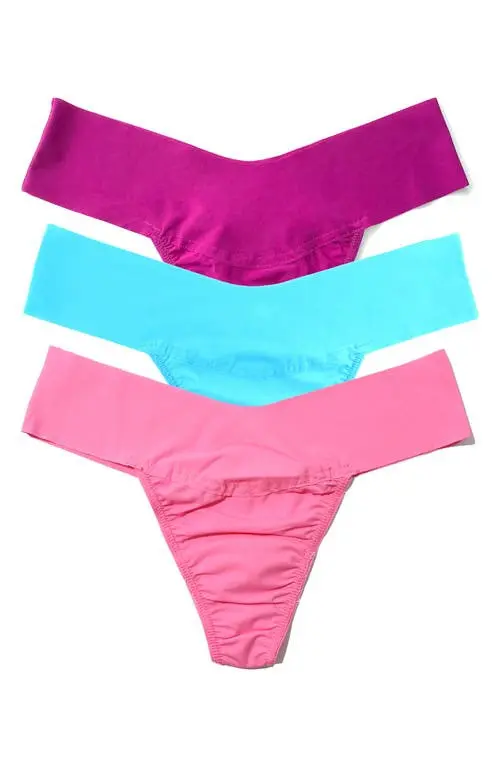 Hanky Panky Breathe Assorted 3-pack V-cut Thongs - Pacific/taffy/hot Fuschia
