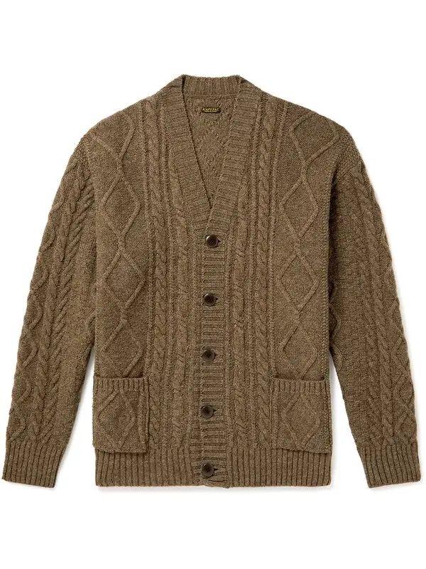 トップス Intarsia Cable Cardigan Kapital Intarsia Cable-Knit Wool-Blend Cardigan - Brown | Editorialist