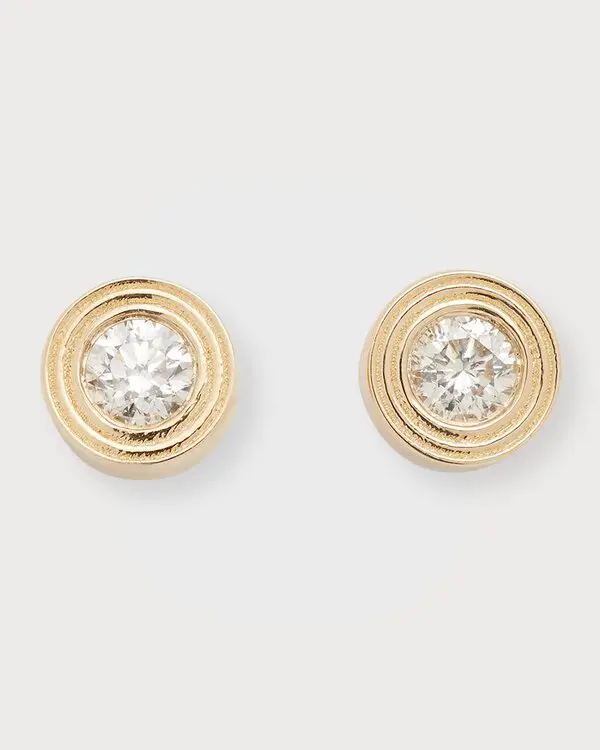 SYDNEY EVAN Fluted 14k Diamond Stud Earrings - Gold
