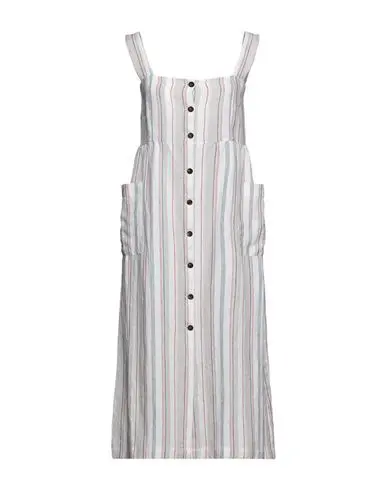 Giuliva Heritage Linen Striped Midi Shirt Dress - White