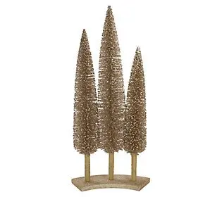 NORTHLIGHT Set Of 3 Rose Gold Sisal Trees Table Top Decor 25