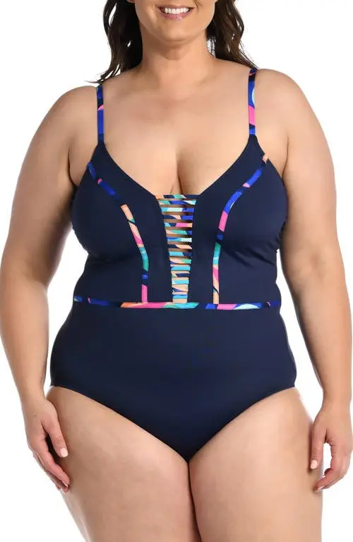 La Blanca Painted Plunge One-piece Swimsuit