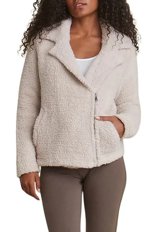 Barefoot Dreams Cozychic Faux Shearling Moto Jacket - Stone | Editorialist