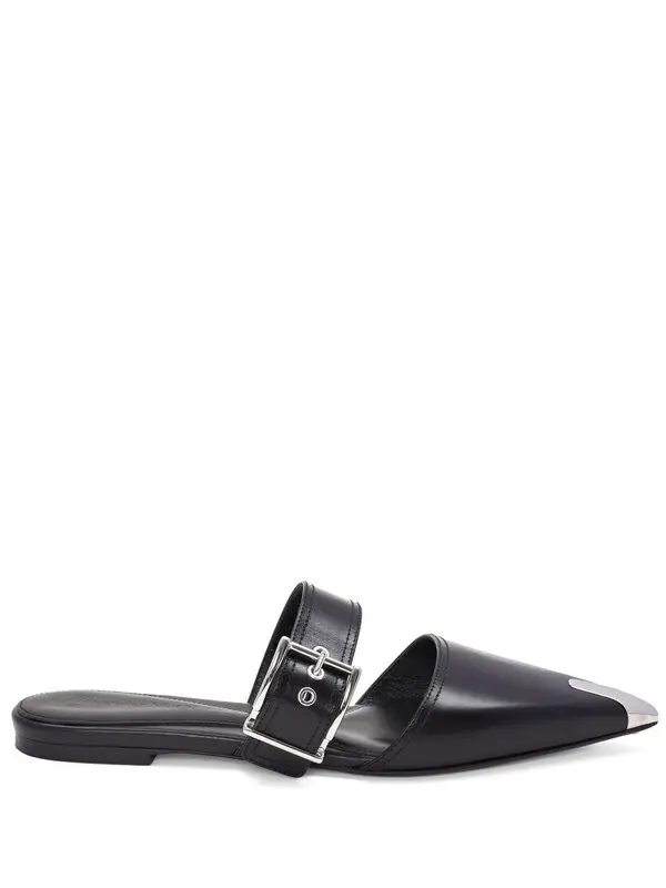 Alexander McQueen Buckled Leather Mules - Black