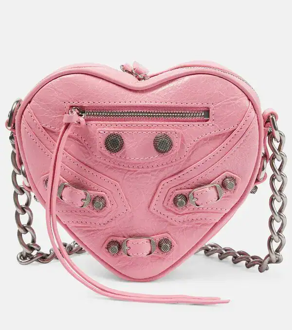 Balenciaga Le Cagole Heart Mini Leather Crossbody Bag - Pink - 40 