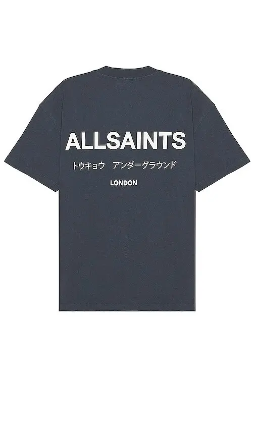 All Saints Underground Short Sleeve Crew In Slate - Graphite Blue