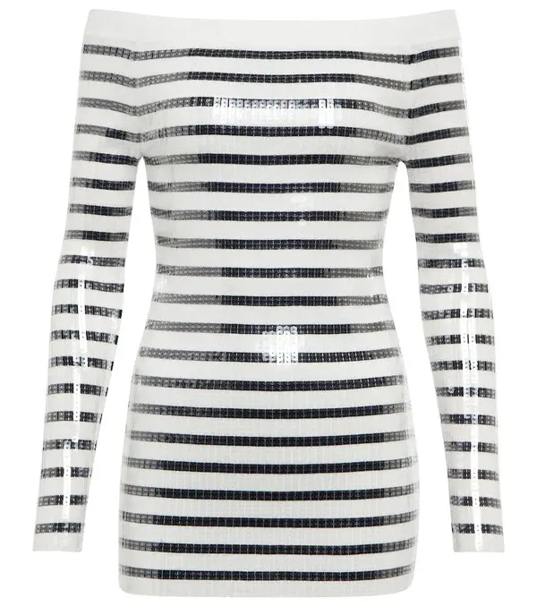 Jean Paul Gaultier Sequined Striped Sweater Minidress