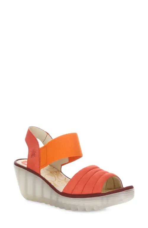 Fly London Yiko Platform Wedge Sandal - 003 Devil Red Cupido