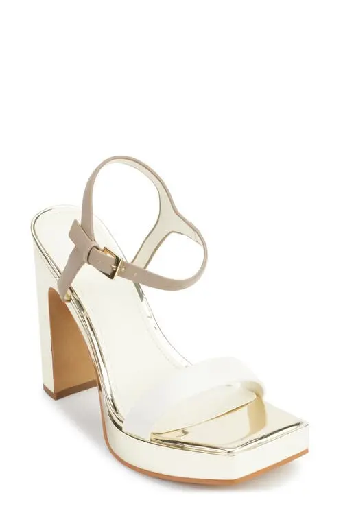 Dkny Maiden Ankle Strap Platform Sandals - Cream/light Toffee