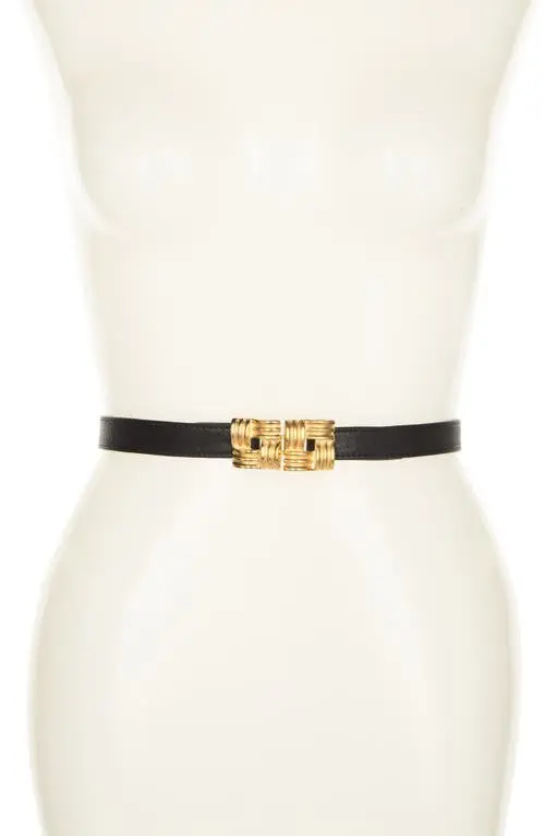 Raina Square Buckle Leather Belt - Black