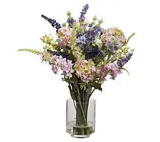 NEARLY NATURAL Lavender And Hydrangea Silk Arrangement Near Ly Natural