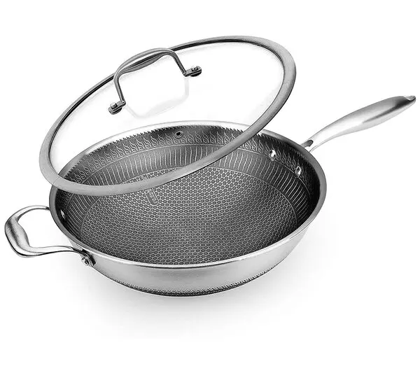 NUTRICHEF 12 Stir Fry Pan With Glass Lid