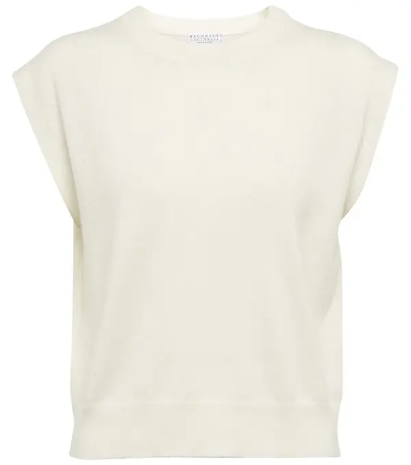 Brunello Cucinelli Cashmere Sweater Vest - White