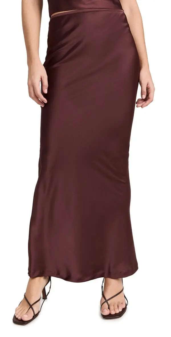 Lioness Hudson Satin Maxi Skirt - Garnet