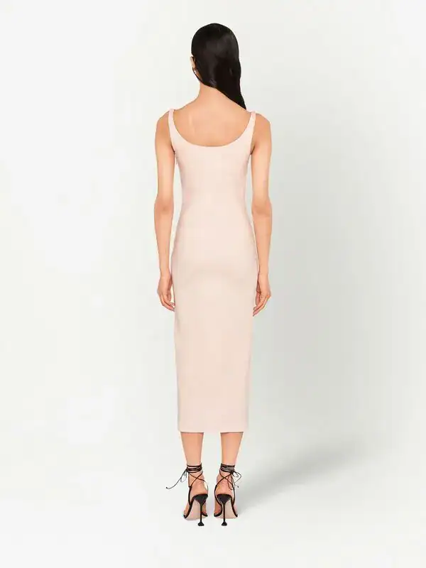 Miu Miu Stretch-Jersey Keyhole-Neck Midi Dress - Blush Pink | Editorialist