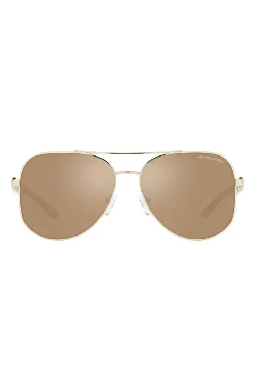 Michael Kors 58mm Aviator Sunglasses - Light Gold