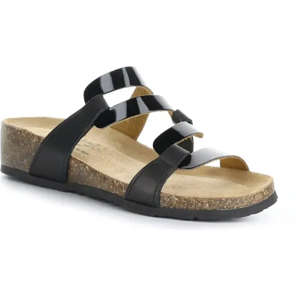 BOS. & CO. Luzzie Wedge Slide Sandal - Black Gaucho/patent