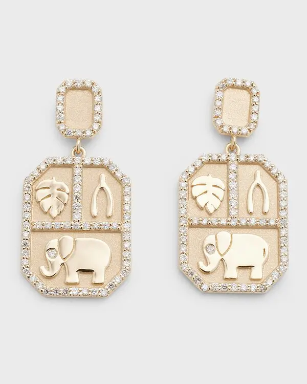 SYDNEY EVAN Rectangular Trio Icon Diamond Statement Earrings