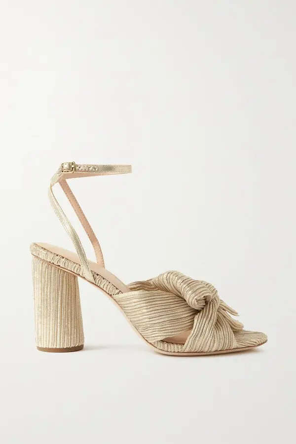 LOEFFLER RANDALL Camellia Bow-embellished Lamé Sandals - Silver