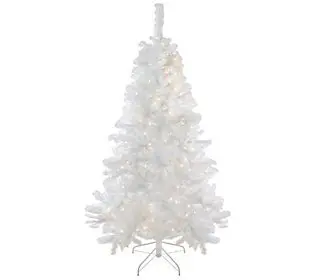 NORTHLIGHT 7.5' Iridescent White Alaskan Pine Tr E Clear Lights
