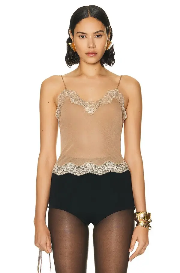 Saint Laurent Sheer Tank Top - Sable