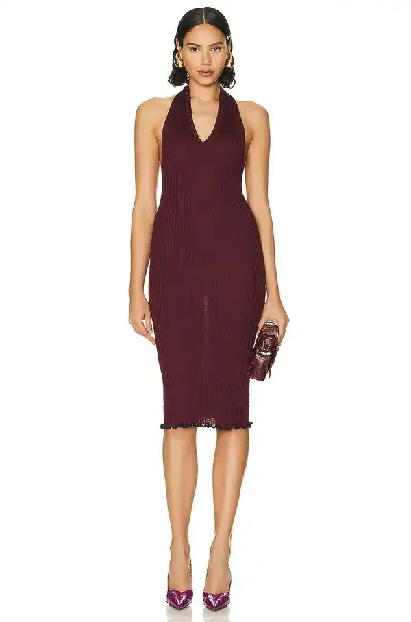 halter neck asymmetrical dress halter cowl neck asymmetrical dress Fuchsia / SMALL main image 0