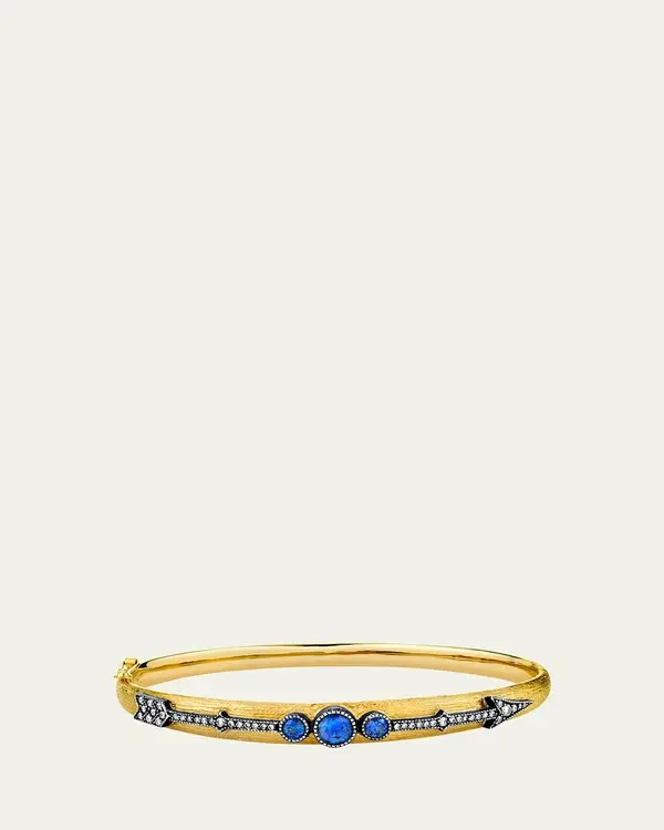 Arman Sarkisyan 18k Gold Diamond And Sapphire Arrow Bangle