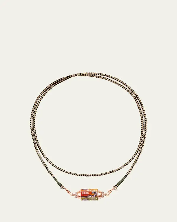 MARIE LICHTENBERG 18k Diamond And Sapphires Box Locket Cord Necklace - Rose Gold