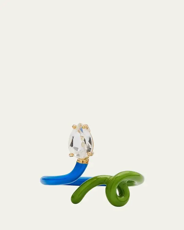Bea Bongiasca B Vine Rock Crystal Ring - Pistachio Cobalt