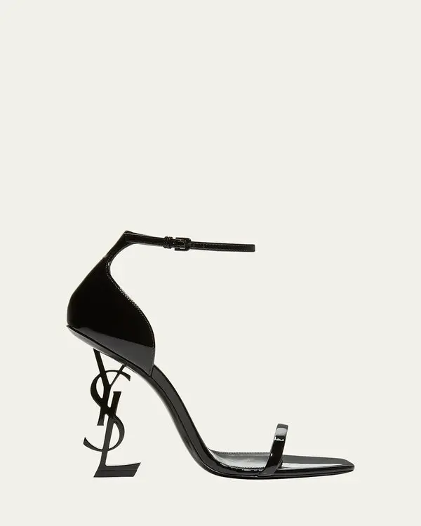 Saint Laurent 110mm Opyum Patent Leather Sandals - Black