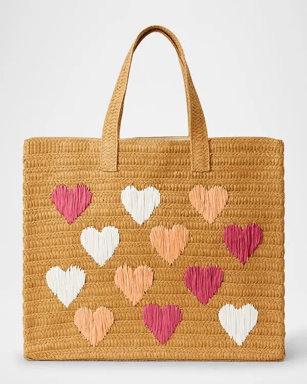 BTB LOS ANGELES Embroidered Heart Beach Tote Bag - Sanfcrnb