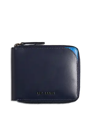 Ted Baker London Finnie Corner Detail Zip Around Wallet In Navy - 44% ...