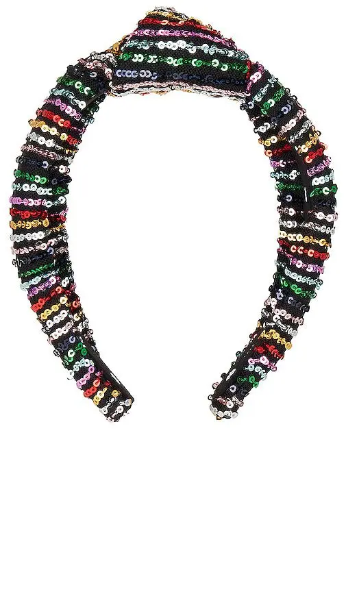 LELE SADOUGHI KNOTED EMBELLISHED HEADBAND BLACK MULTI. Lele Sadoughi Silver Metallic Confetti Knotted Headband  main image 4