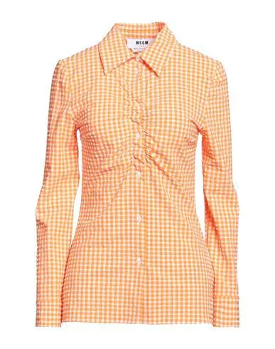 MSGM Checked Woven Shirt - Orange
