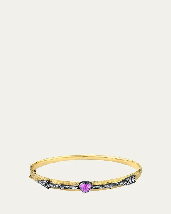 Arman Sarkisyan 18k Gold Cupid's Arrow Bangle With Tourmaline And Diamonds