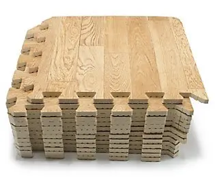 SORBUS Wood Grain Floor Foam Mats 16-piece