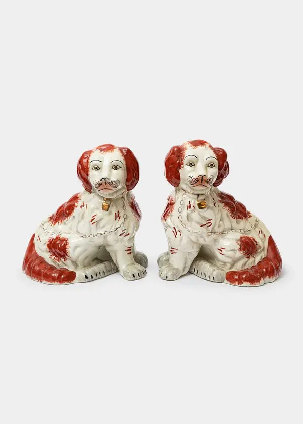 DEVONIA ANTIQUES Antique Staffordshire Painted-snout Dog Figurines, Set ...