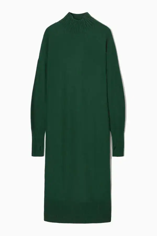 Cos Longline Knitted Dress - Green | Editorialist