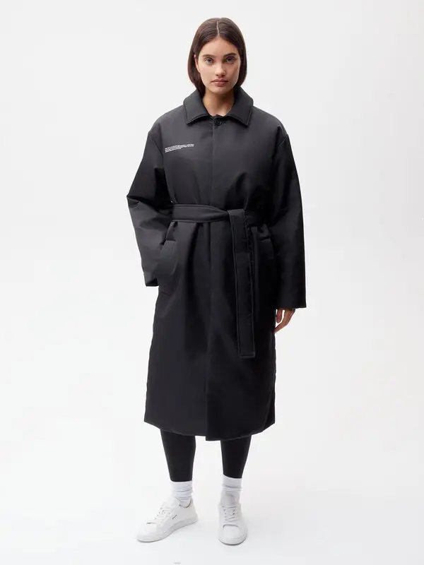 Pangaia Flower-Warmth Trench Coat Black Editorialist