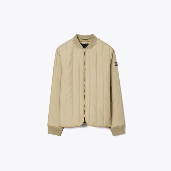 Tory Burch Quilted Nylon Jacket - Taupe Gray