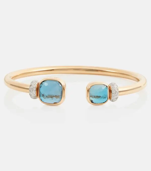 Pomellato Nudo Bangle In 18kt Rose Gold With Topaz And Diamonds - Blue