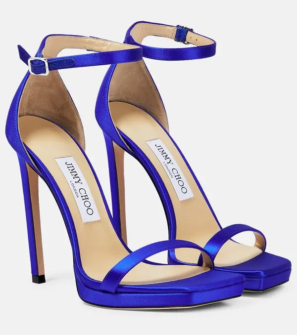 JIMMY CHOO Alva 120 Satin Sandals - Blue