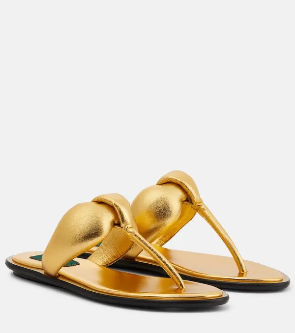 Emilio Pucci Metallic Leather Thong Sandals