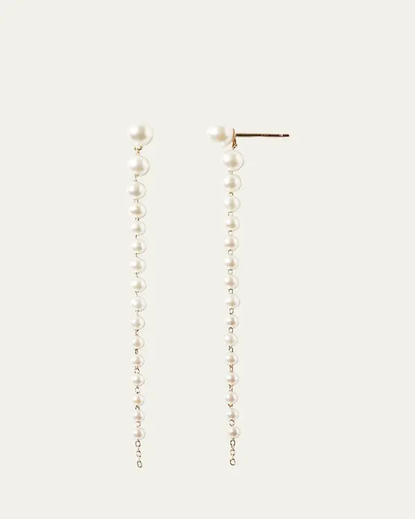 Mizuki Graduated Akoya Pearl Drop Earrings - Gold