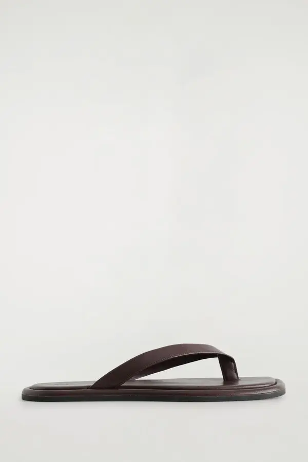 Cos Leather Flip Flops - Red